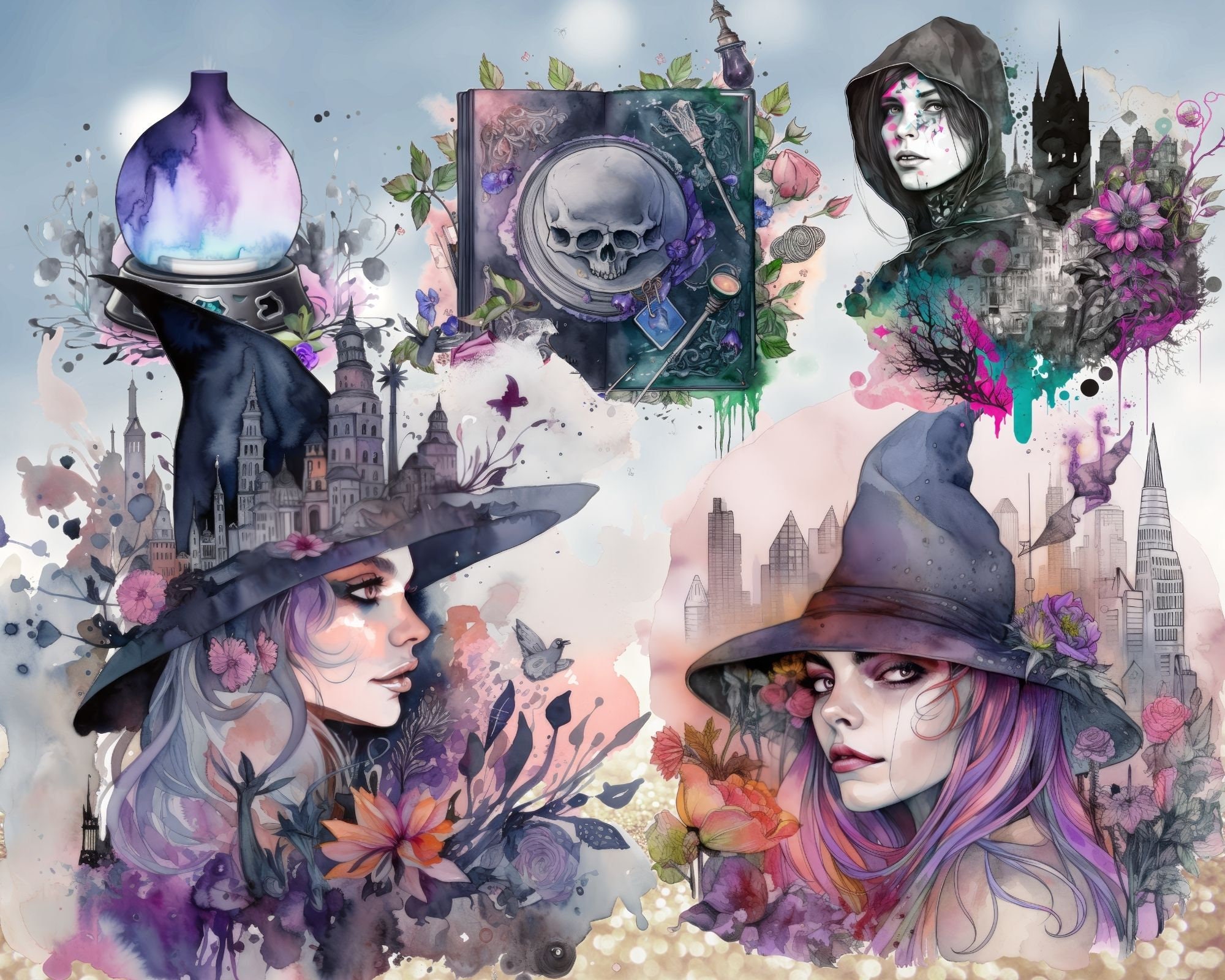 10 Urban Witch Pack-03 Clipart | PNG | Full Commercial Use | Fantasy ...