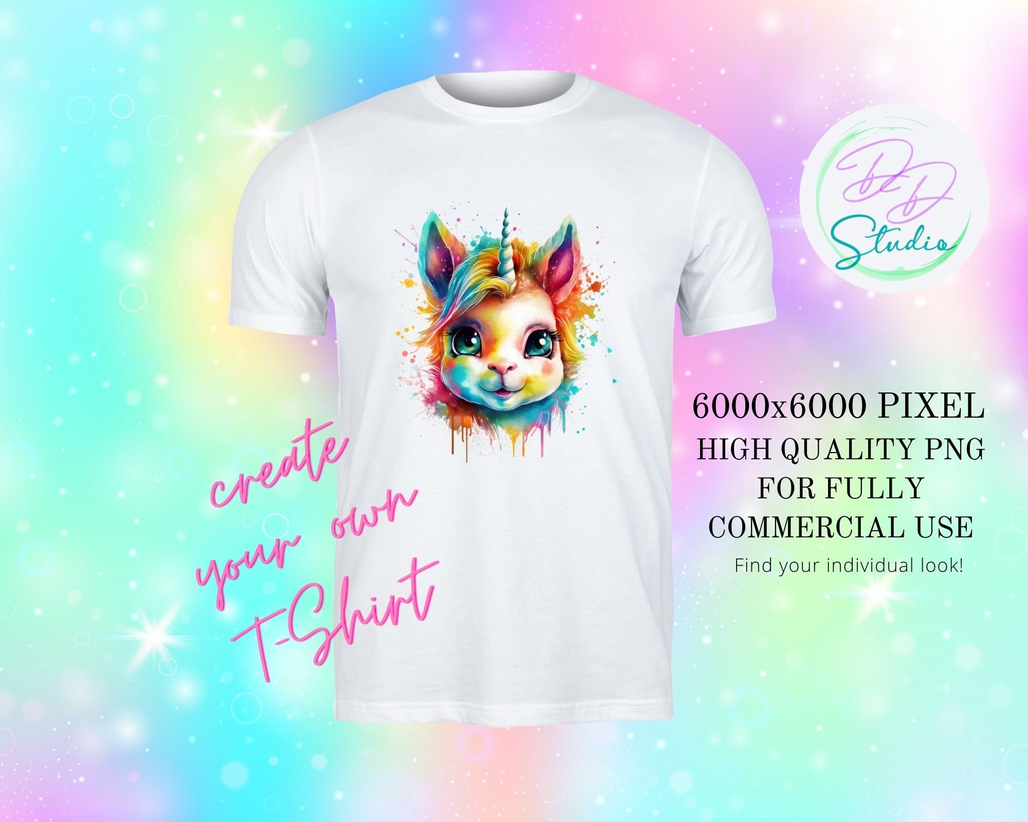 20 Cute Rainbow Unicorn Pack-2 Clipart PNG Full Commercial Use Fantasy ...