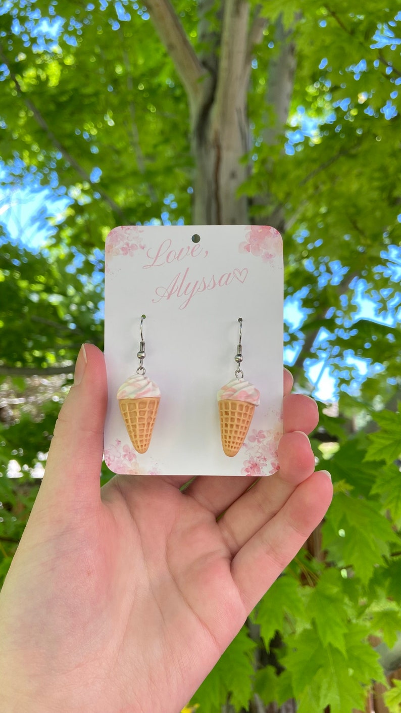 Handmade Polymer Clay Ice Cream Earrings, Summer Earrings, Ice Cream ...