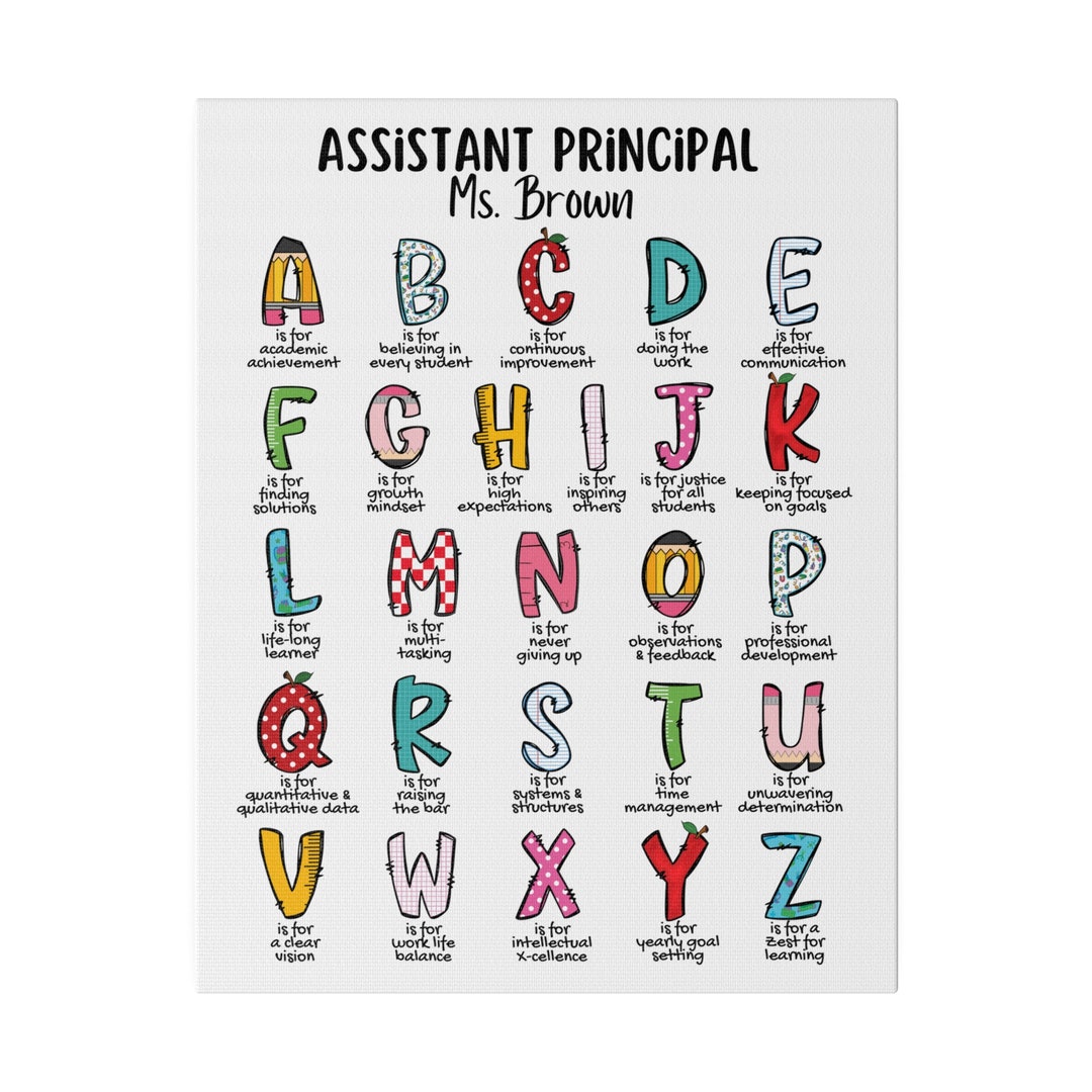 Custom Assistant Principal Gift Leadership Alphabet Gift Custom Office ...