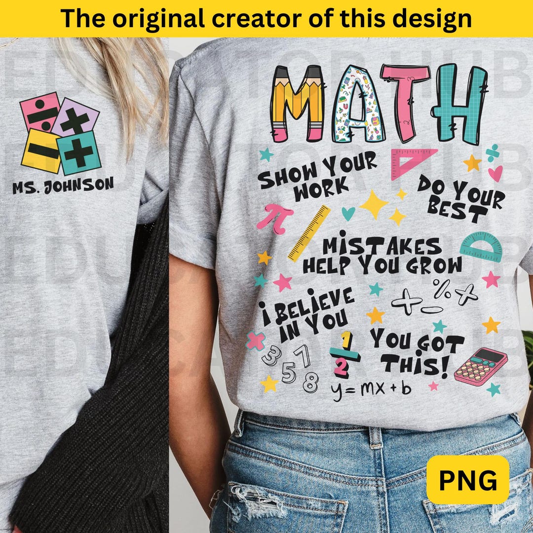Custom Math Teacher Shirt PNG File DIGITAL DOWNLOAD Back to School ...