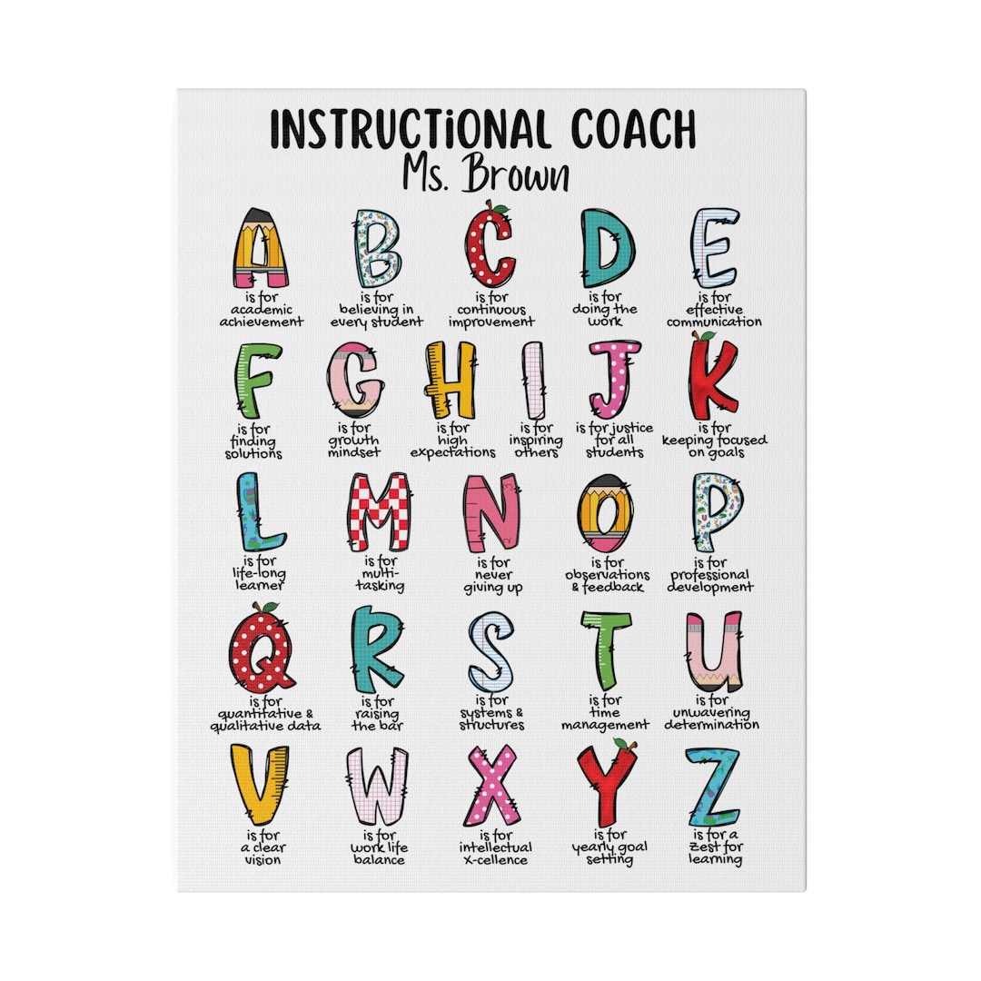 Custom Instructional Coach Gift Leadership Alphabet Gift Custom Office ...