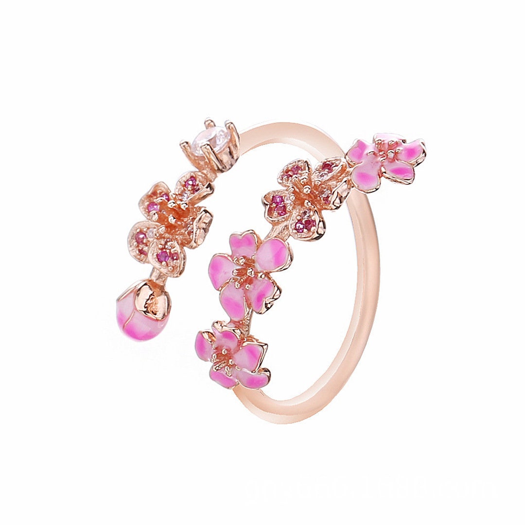 Authentic Pandora Rose Peach Blossom Flower Branch Ring Etsy Authentic Pandora Rose Peach Blossom Flower Branch Ring Etsy