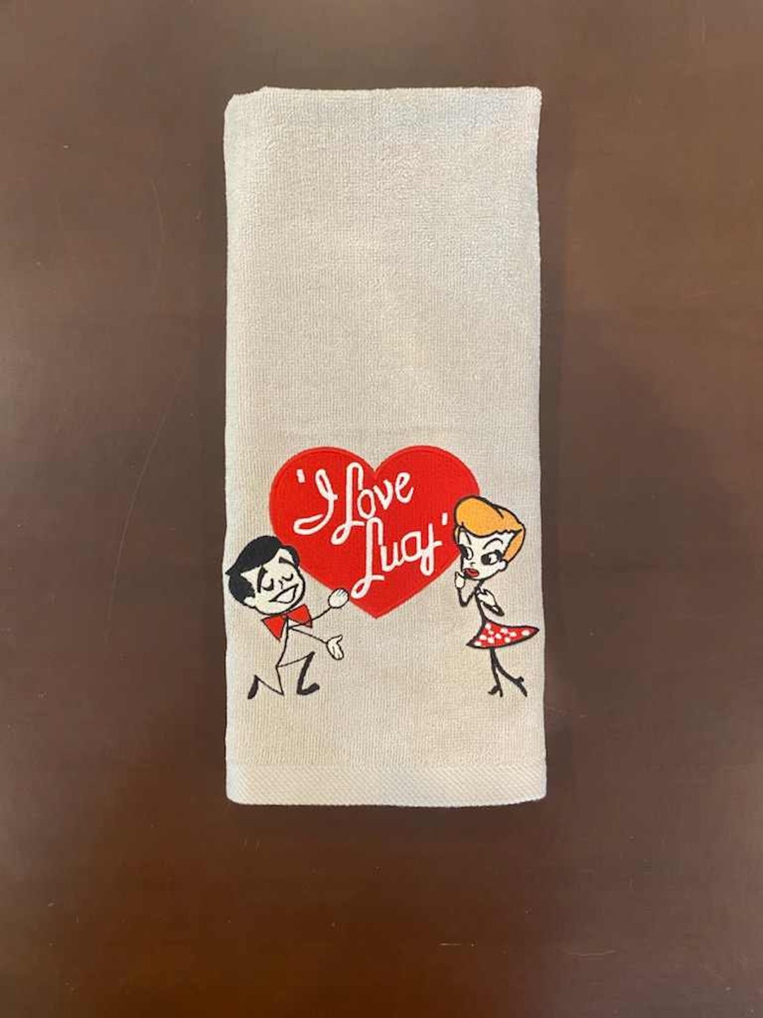 Lucy and Rick Stick Figures With Heart Hand Towel - Gray - Etsy