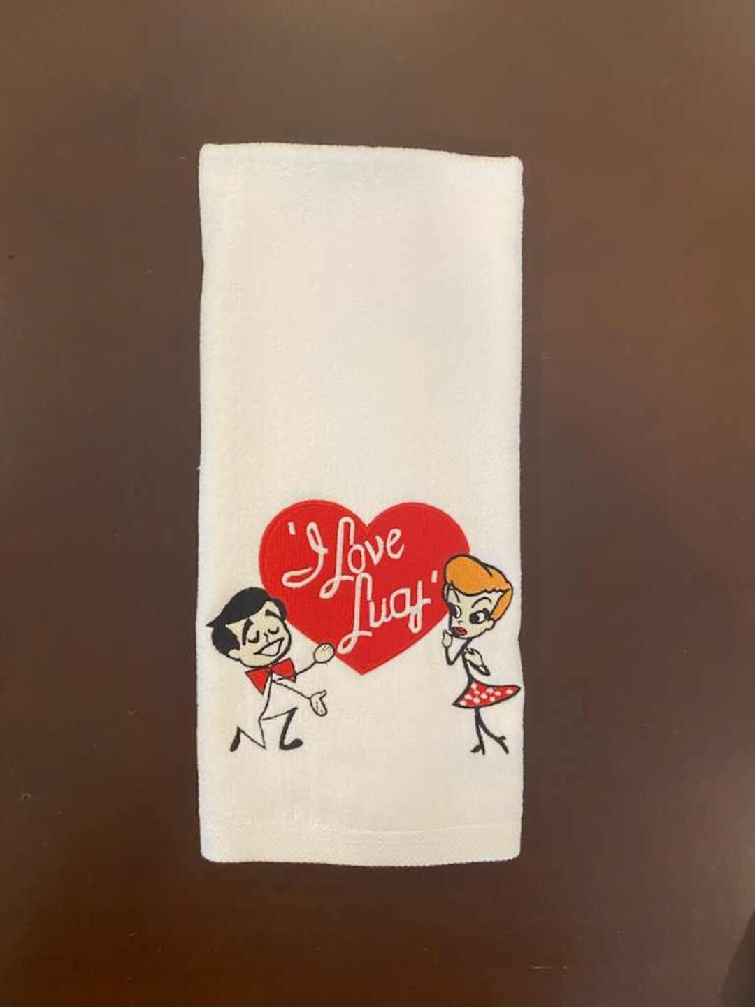 Lucy and Rick Stick Figures With Heart Hand Towel - Cream - Etsy