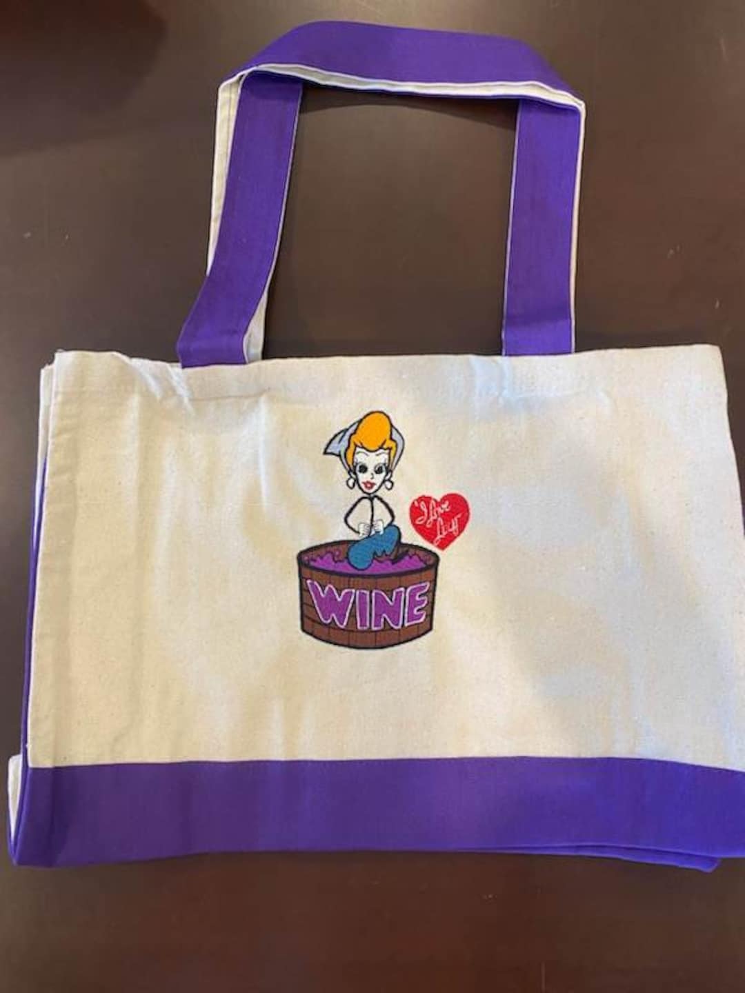 I Love Lucy Tote Bag - Grape Stomping - Purple Bottom and Handles - Etsy