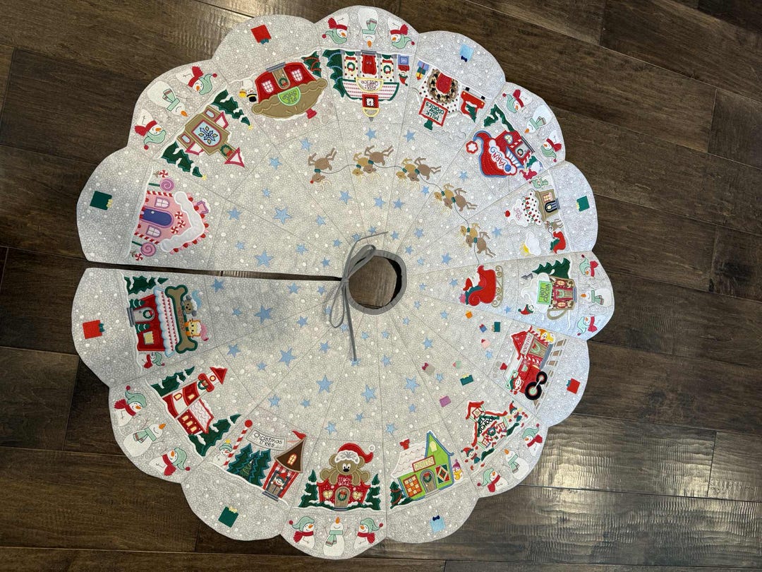 Embroidered Christmas Tree Skirt - Etsy
