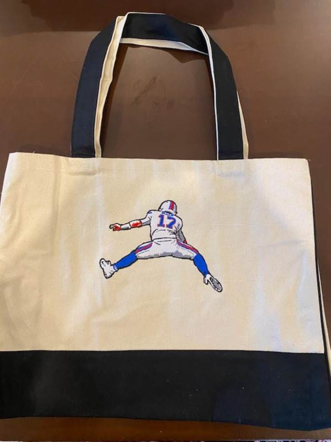 Buffalo Bills Josh Allen Canvas Tote Bag - Black Bottom and Handles - Etsy