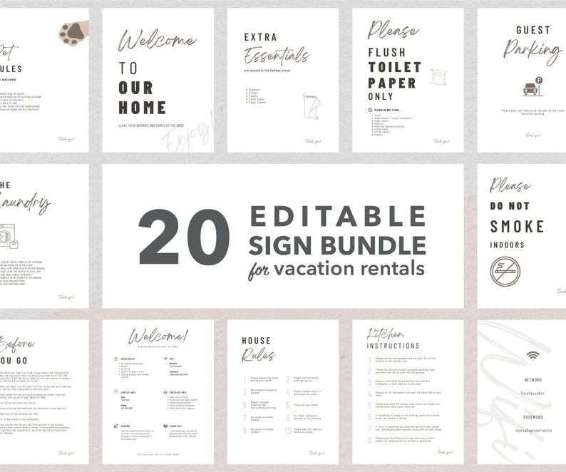 Airbnb Sign Bundle, Vrbo Sign Bundle, Vrbo Welcome Sign, Wifi Password ...