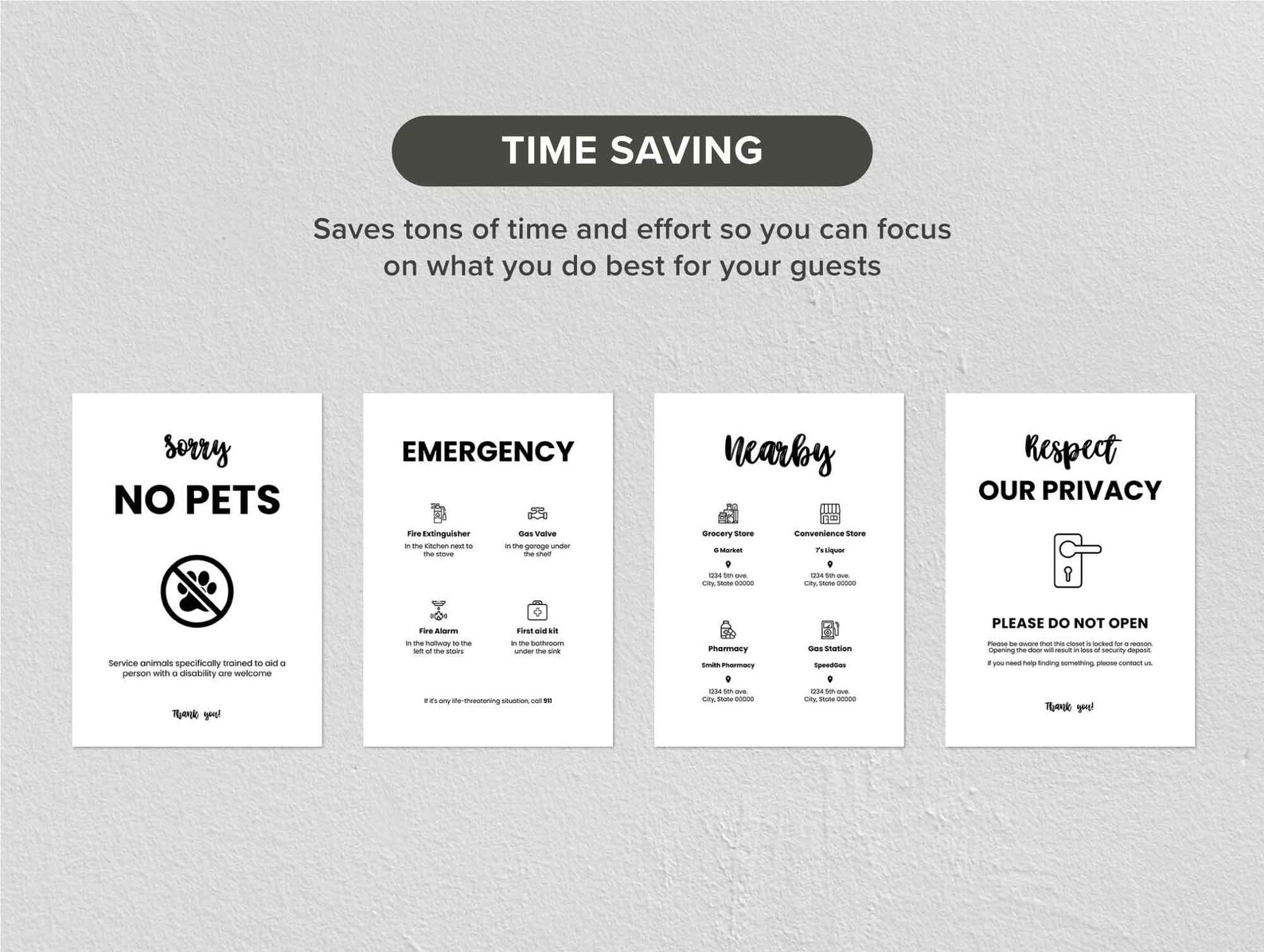 Airbnb Sign Bundle, Canva Template, Welcome Sign, Don't Flush Sign, No ...