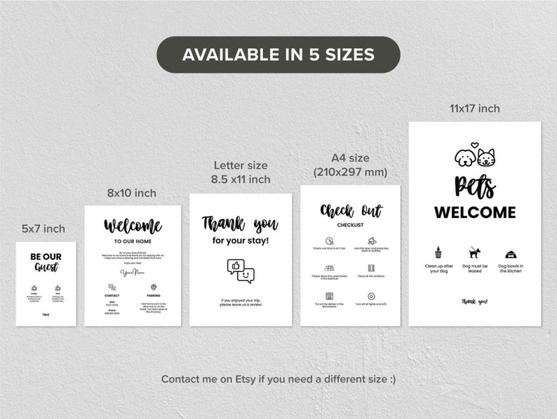 Airbnb Sign Bundle, Canva Template, Welcome Sign, Don't Flush Sign, No ...