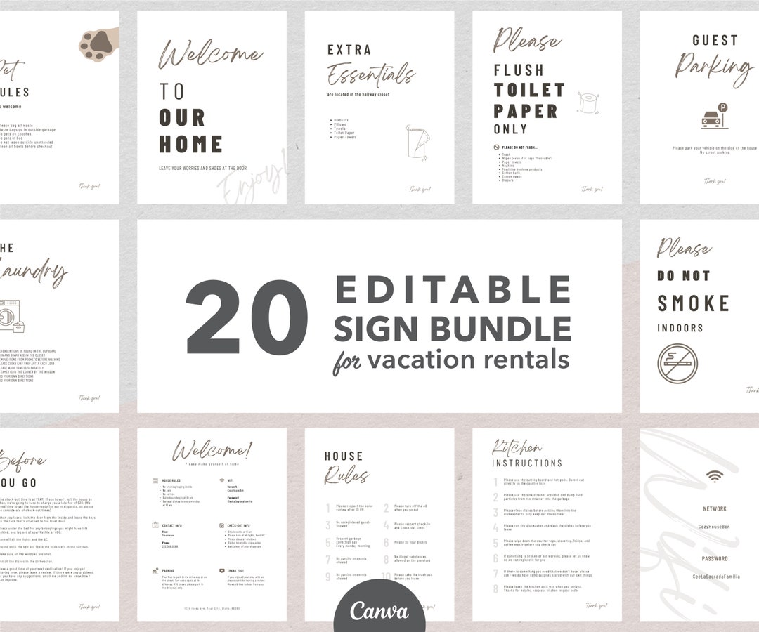 Airbnb Sign Bundle Vrbo Sign Bundle Vrbo Welcome Sign Wifi - Etsy