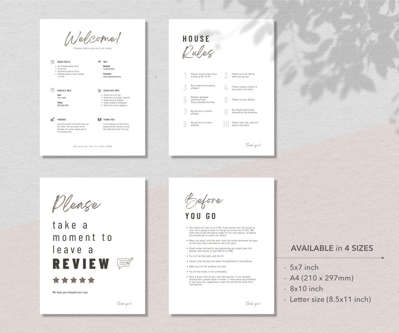 Airbnb Sign Bundle, Vrbo Sign Bundle, Vrbo Welcome Sign, Wifi Password ...