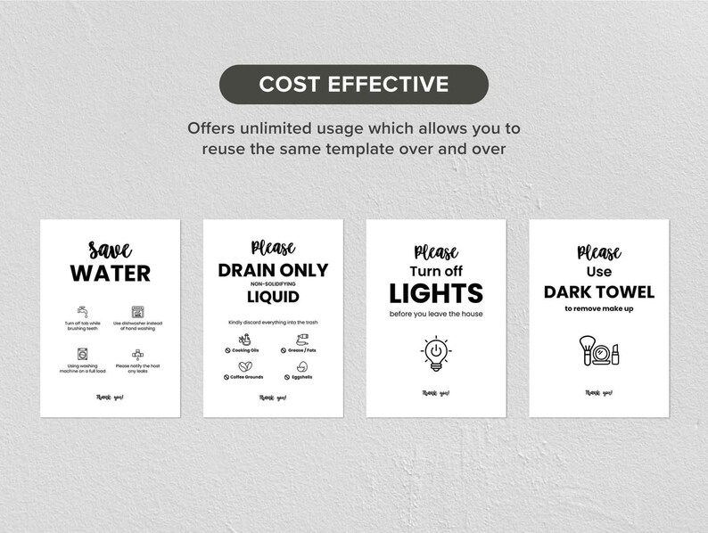 Airbnb Sign Bundle, Canva Template, Welcome Sign, Don't Flush Sign, No ...