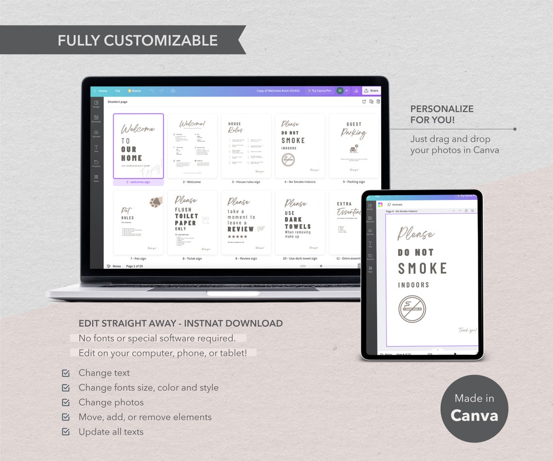 Airbnb Sign Bundle, Vrbo Sign Bundle, Vrbo Welcome Sign, Wifi Password ...