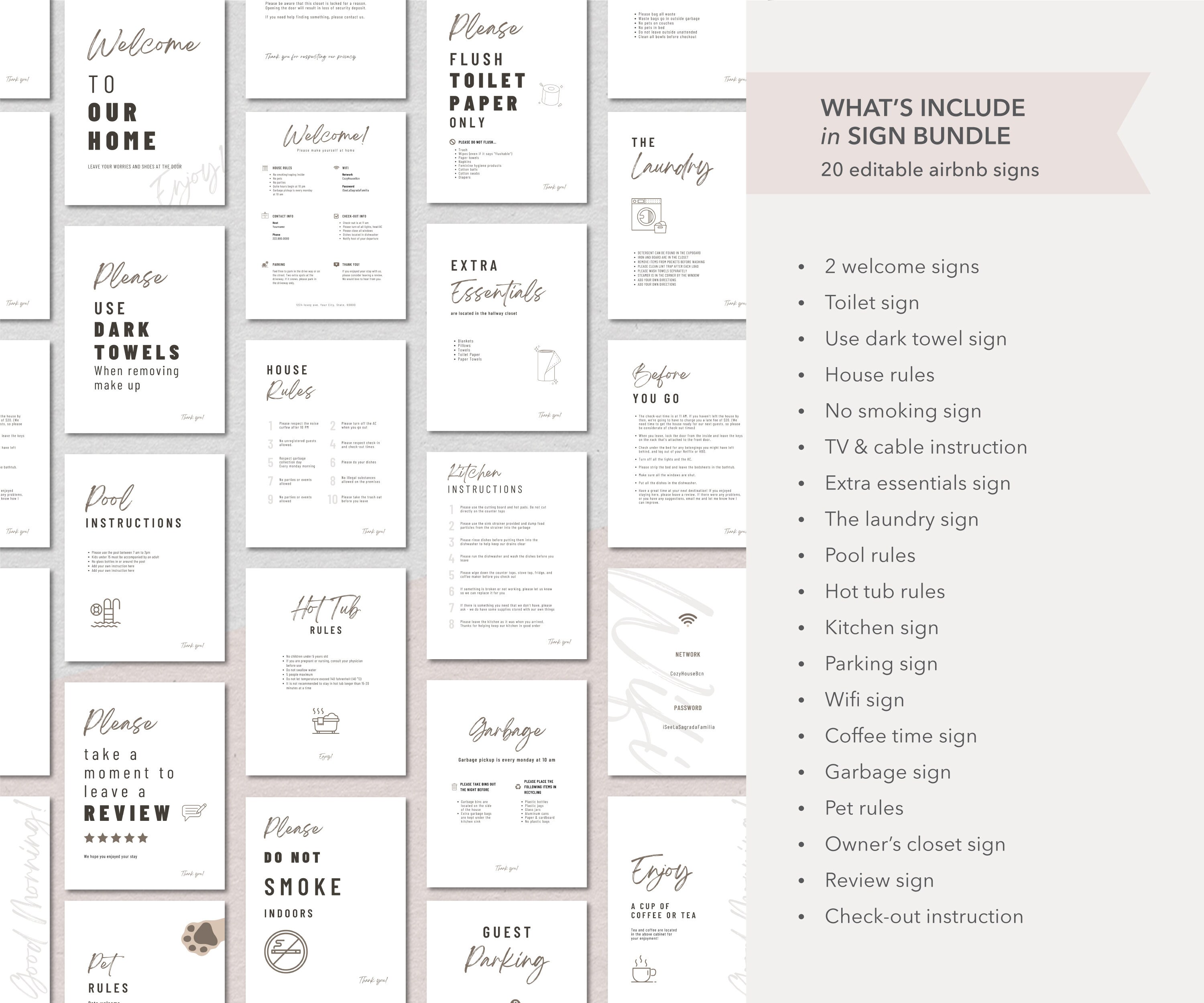 Airbnb Sign Bundle, Vrbo Sign Bundle, Vrbo Welcome Sign, Wifi Password ...