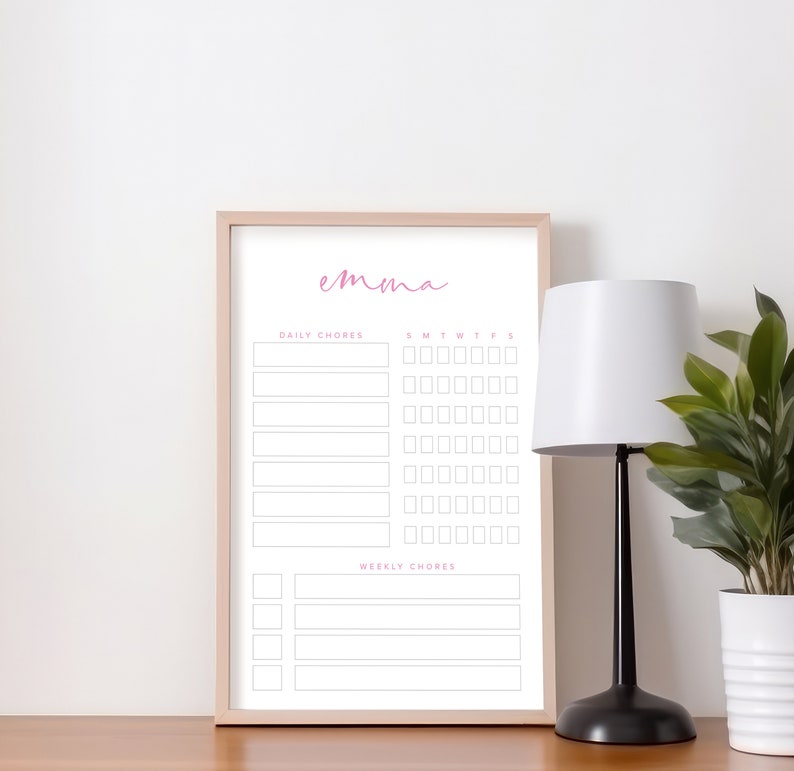 Printable Chores Chart for Kids - Etsy