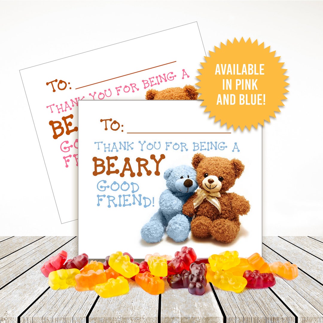 Thanks for Being A BEARY Good Friend, Valentine's Day Card, Valentines ...