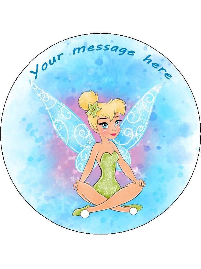Tinkerbell Icing Cake Topper A4 7.5 Inch Circle 8 Inch Square ...