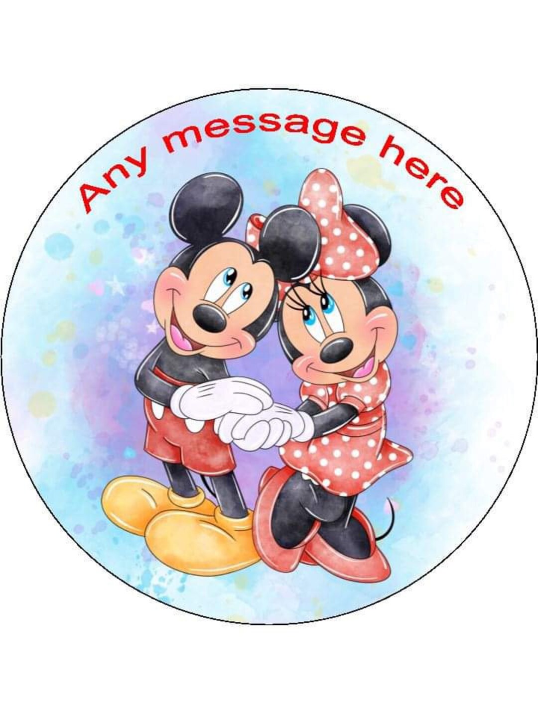 Mickey and Minnie Mouse Icing Cake Topper A4 7.5 Inch Circle 8 Inch ...