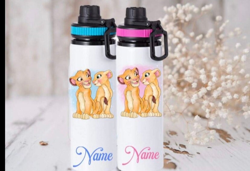 Lion King Simba & Nala Personalised Water Bottle Blue or Pink - Etsy UK