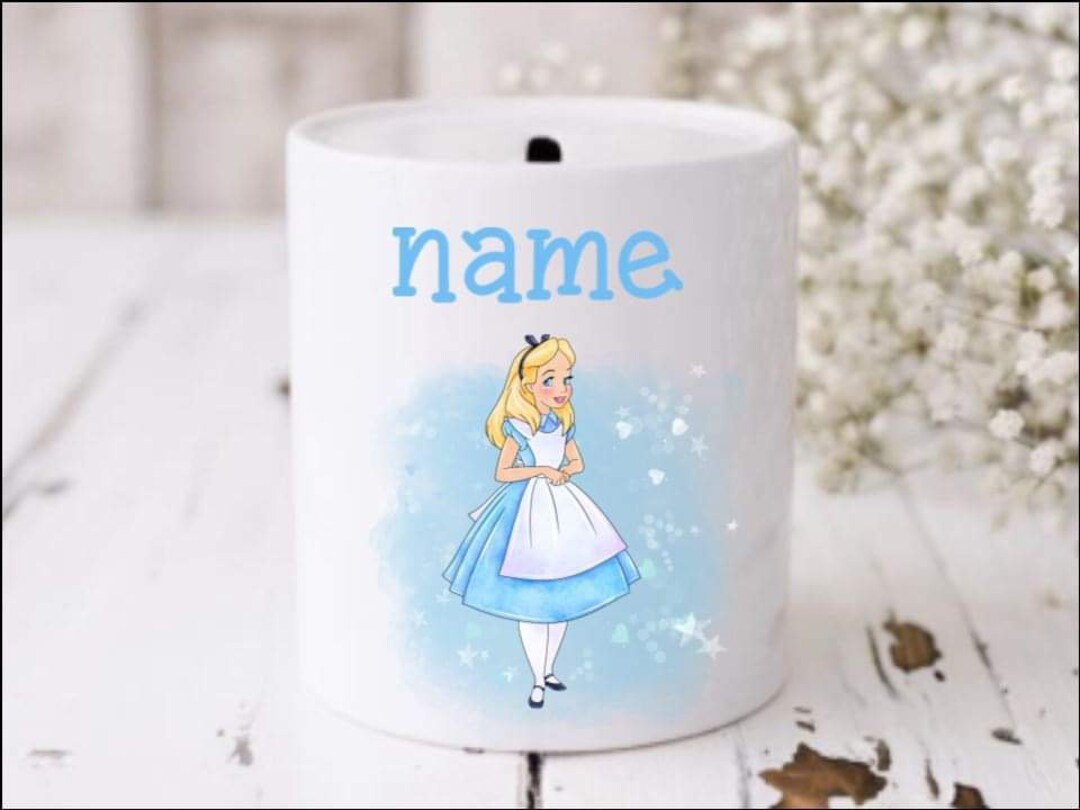 Alice in Wonderland Personalised Inspired Money Box With Any Name Added ...