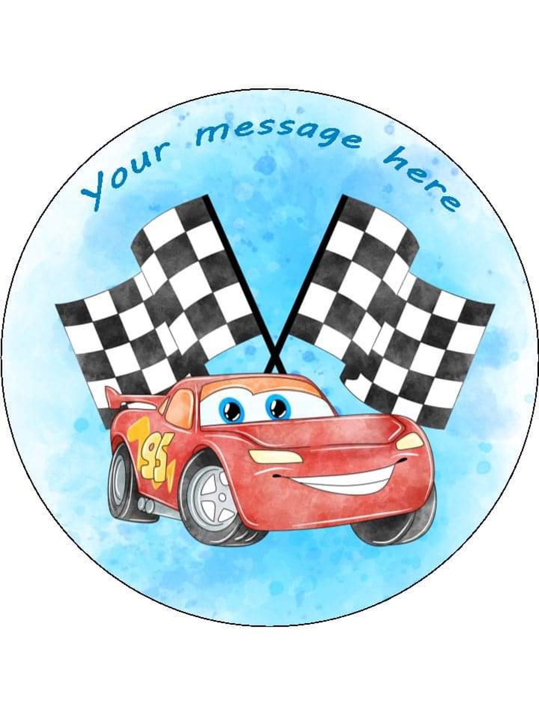 Lightening Mcqueen Icing Cake Topper A4 7.5 Inch Circle 8 Inch Square ...