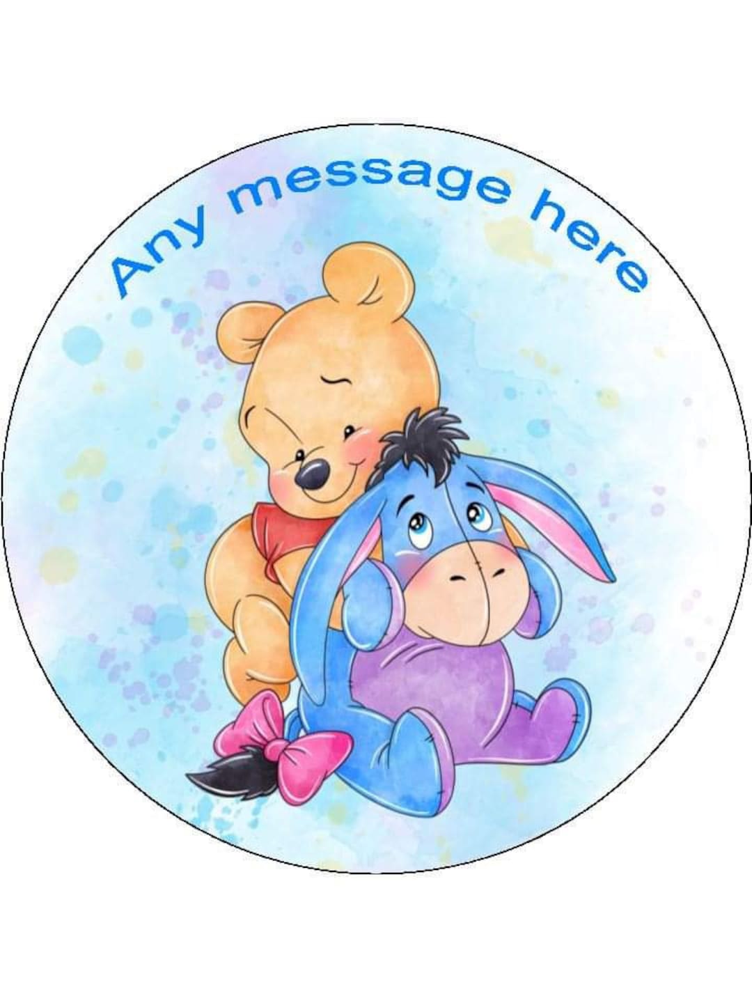 Pooh and Eeyore Icing Cake Topper A4 7.5 Inch Circle 8 Inch Square ...
