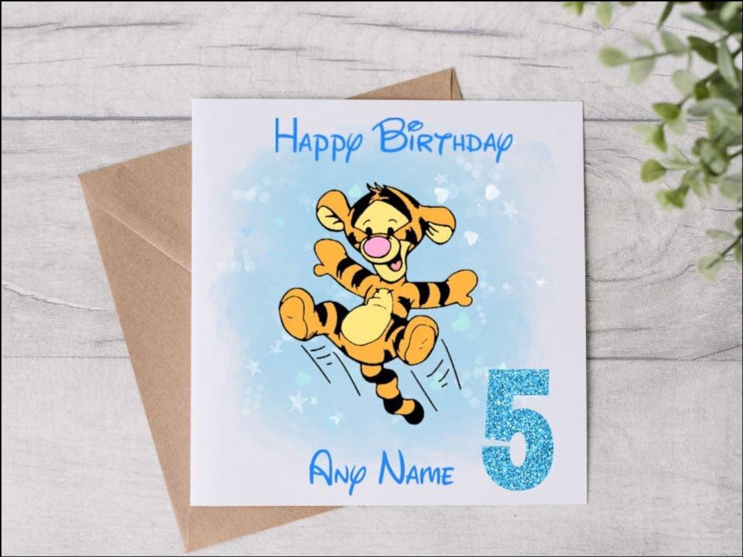 Tigger Inspired Personalised Birthday Card With Any Name and Age - Etsy