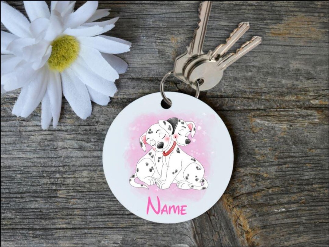 101 Dalmatians Inspired Personalised Keyring With Any Name Added Pink or Blue - Etsy
