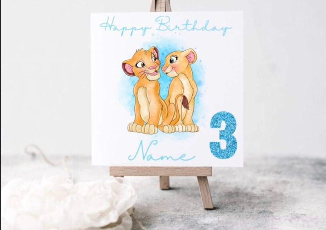 Simba & Nala Lion King Inspired Personalised Birthday Card With Any ...