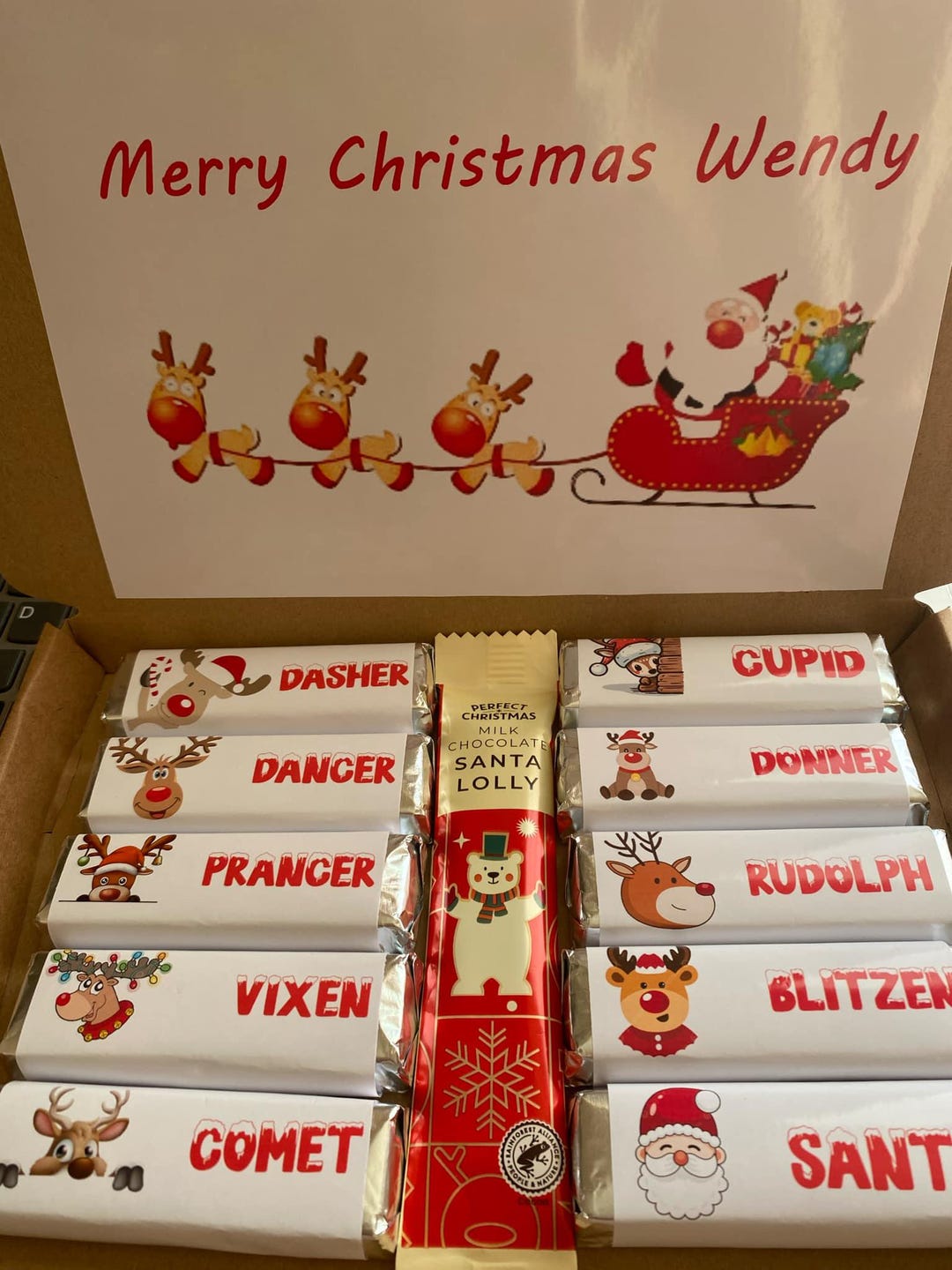 Santa Reindeer Christmas Personalised Chocolate Box Birthday for Any ...