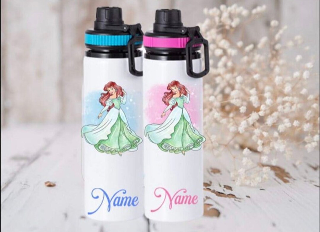 Ariel Personalised Water Bottle Blue or Pink - Etsy