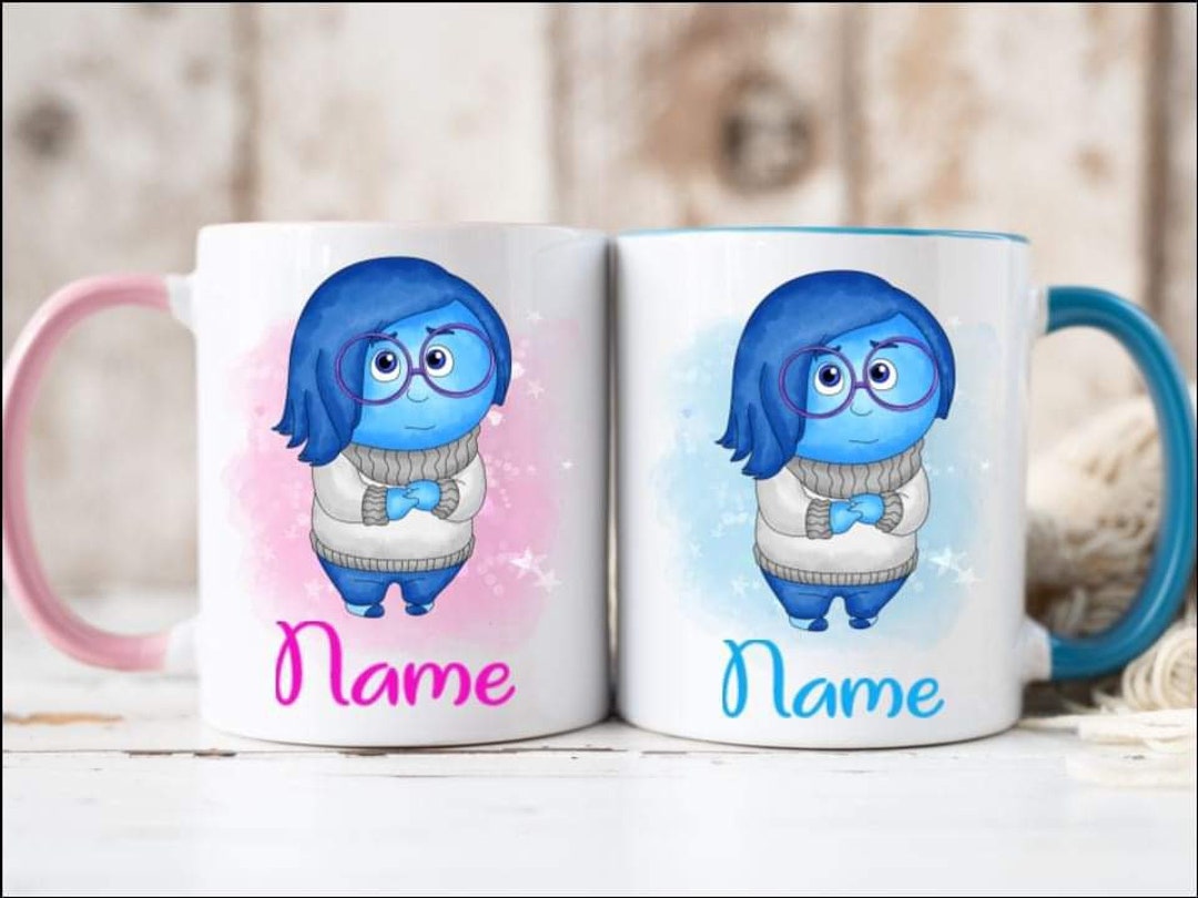 Inside Out Sadness Inspired Personalised Mug Cup Choice of Blue or Pink ...