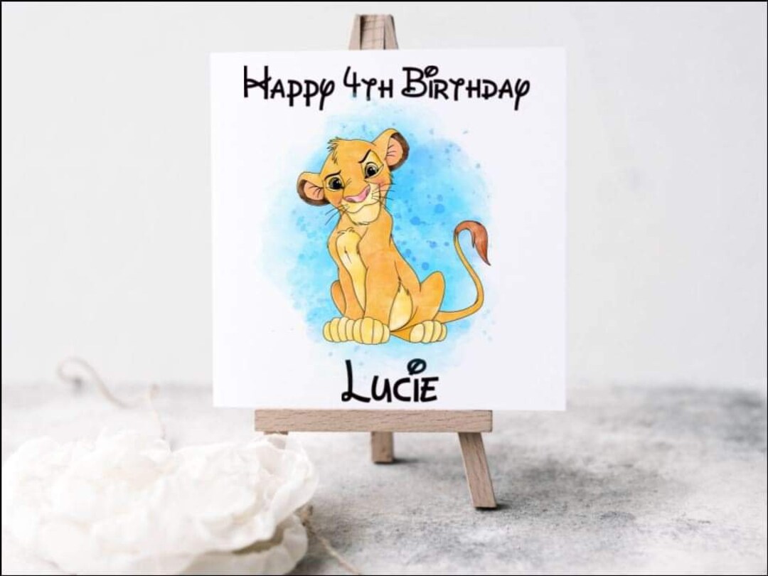 Simba Lion King Inspired Personalised Birthday Card With Any Name and ...