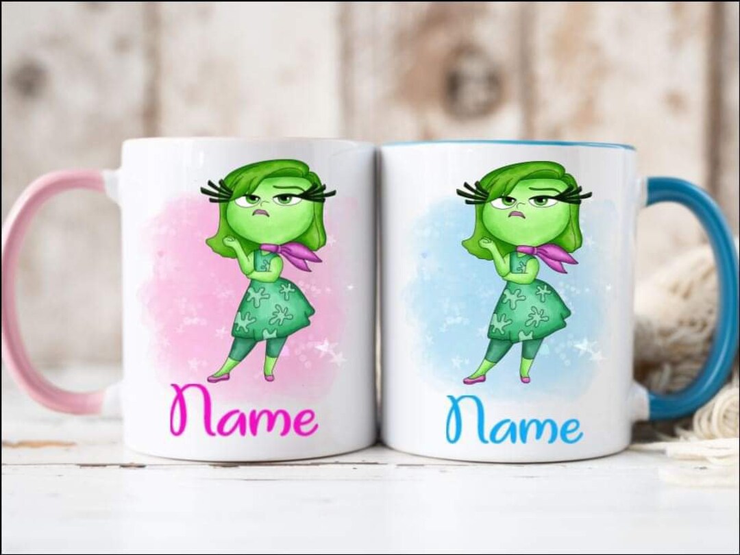 Inside Out Disgust Inspired Personalised Mug Cup Choice of Blue or Pink ...