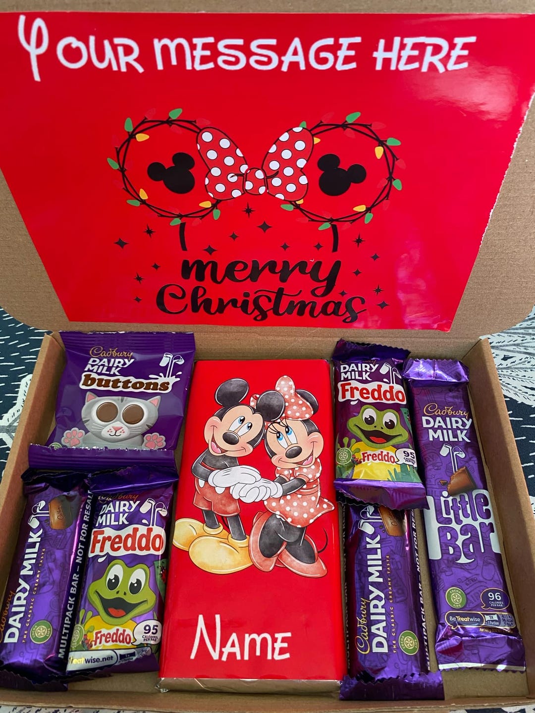 Mickey Minnie Mouse Christmas Personalised Chocolate Box Birthday for ...