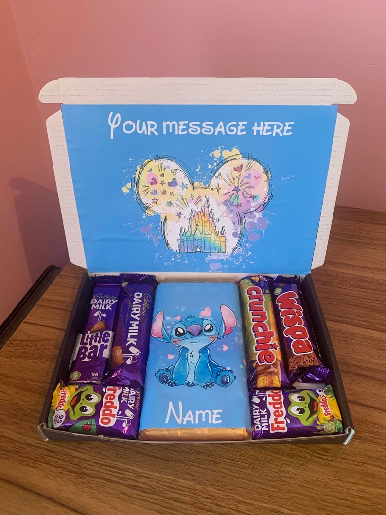 Stitch and Angel Personalised Chocolate Box Birthday for Any Occasion ...