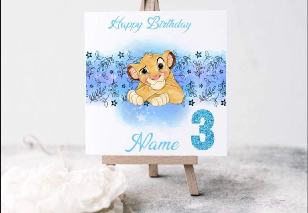 Simba Lion King Inspired Personalised Birthday Card With Any Name and ...