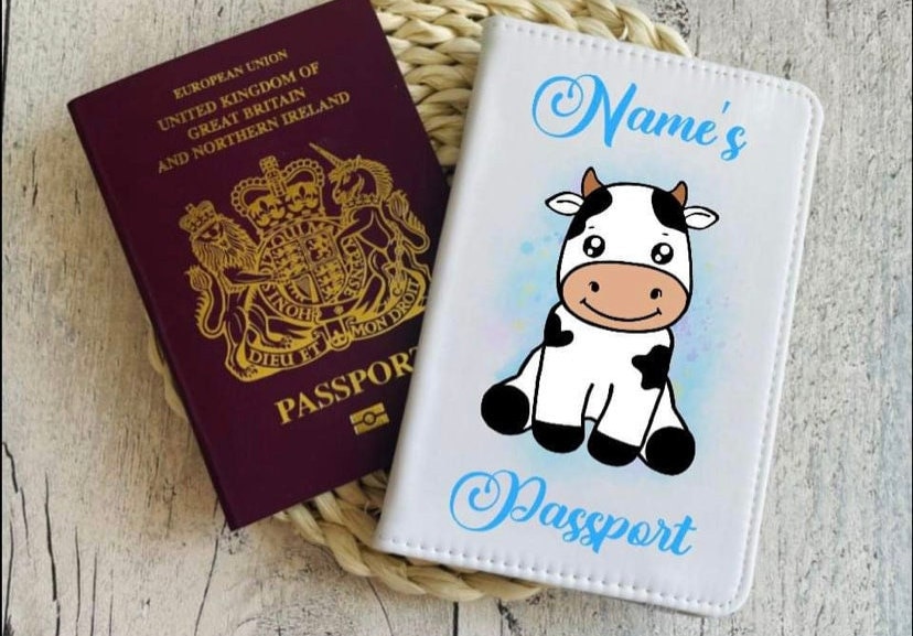 Cute Cow Personalised Passport Cover With Any Name - Etsy