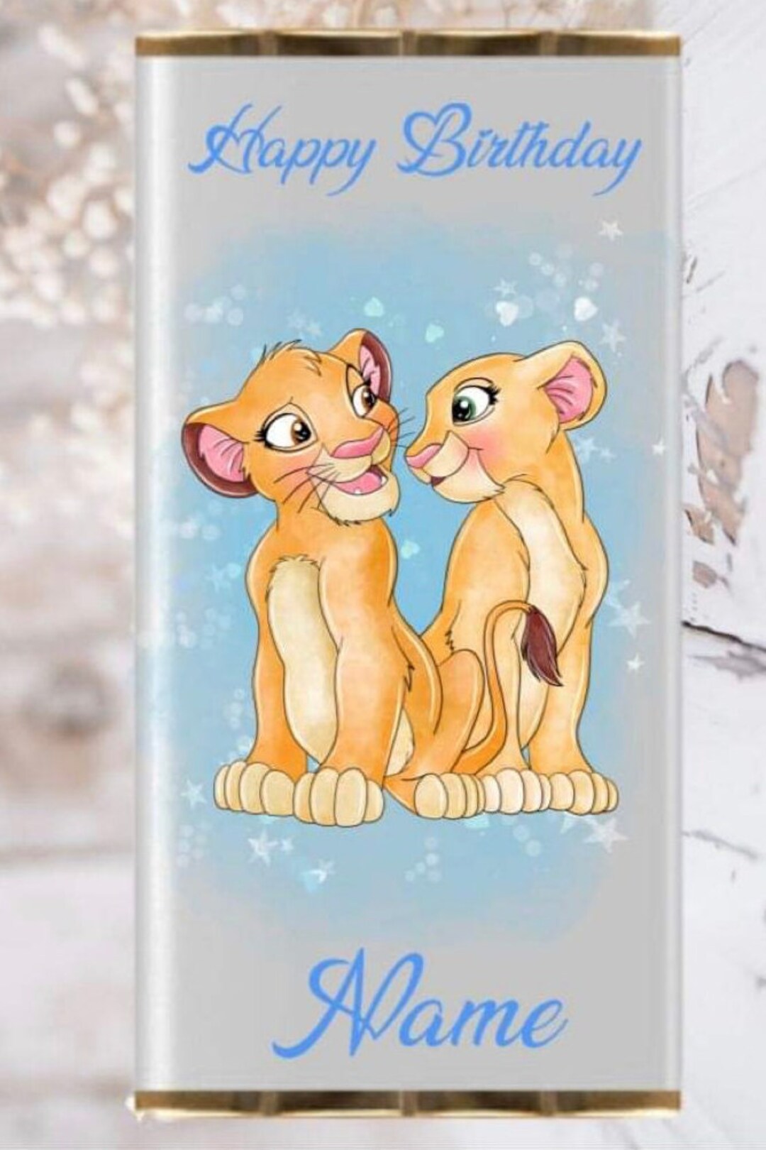 Lion King Simba & Nala Inspired Personalised Chocolate Bar White or ...