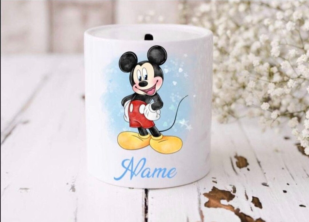 Personalised Mickey Mouse Inspired Money Box With Any Name Added - Etsy UK