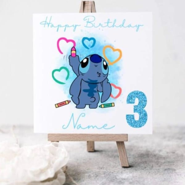 Stitch Personalised Card - Etsy UK