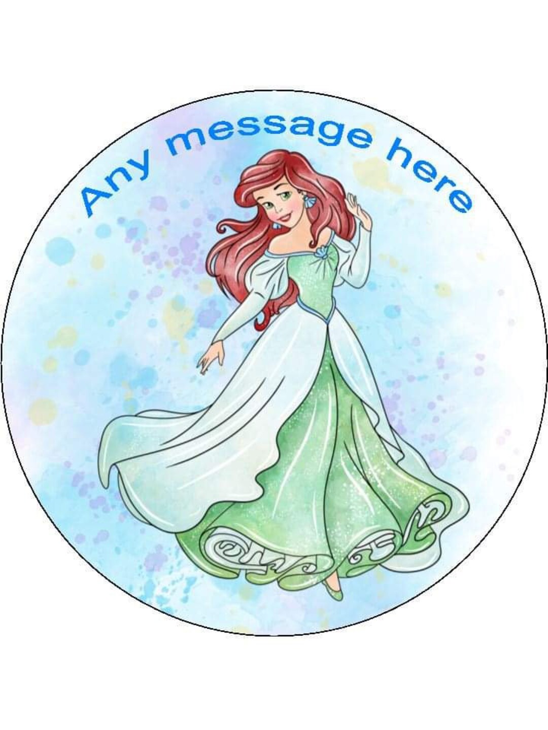 Ariel Icing Cake Topper A4 7.5 Inch Circle 8 Inch Square Personalised ...