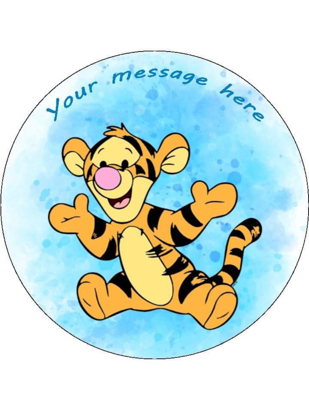 Tigger Icing Cake Topper A4 7.5 Inch Circle 8 Inch Square Personalised ...