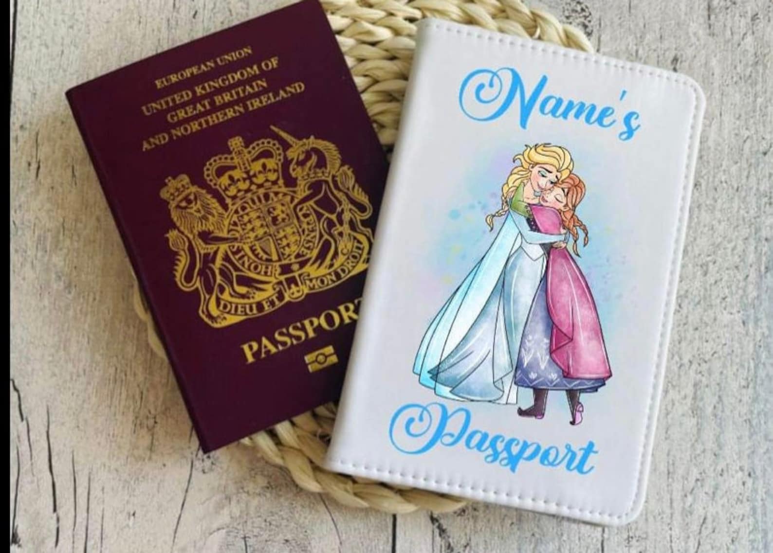 Frozen Elsa & Anna Inspired Personalised Passport Cover With Any Name ...