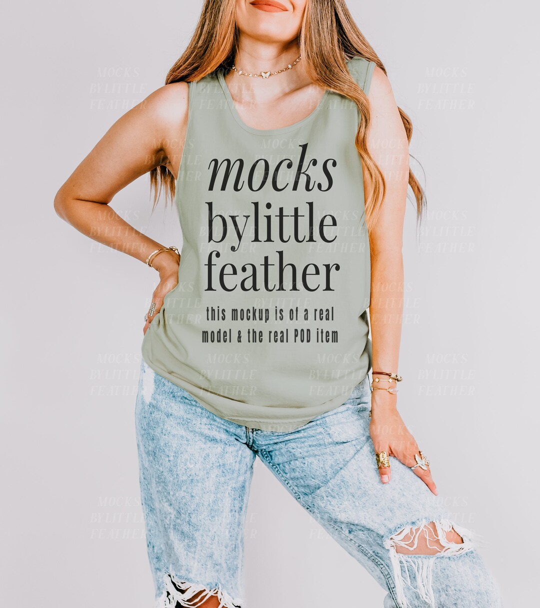 Comfort Colors 9360 Sandstone Mockup, Trendy Real Model Simple Tank Top ...