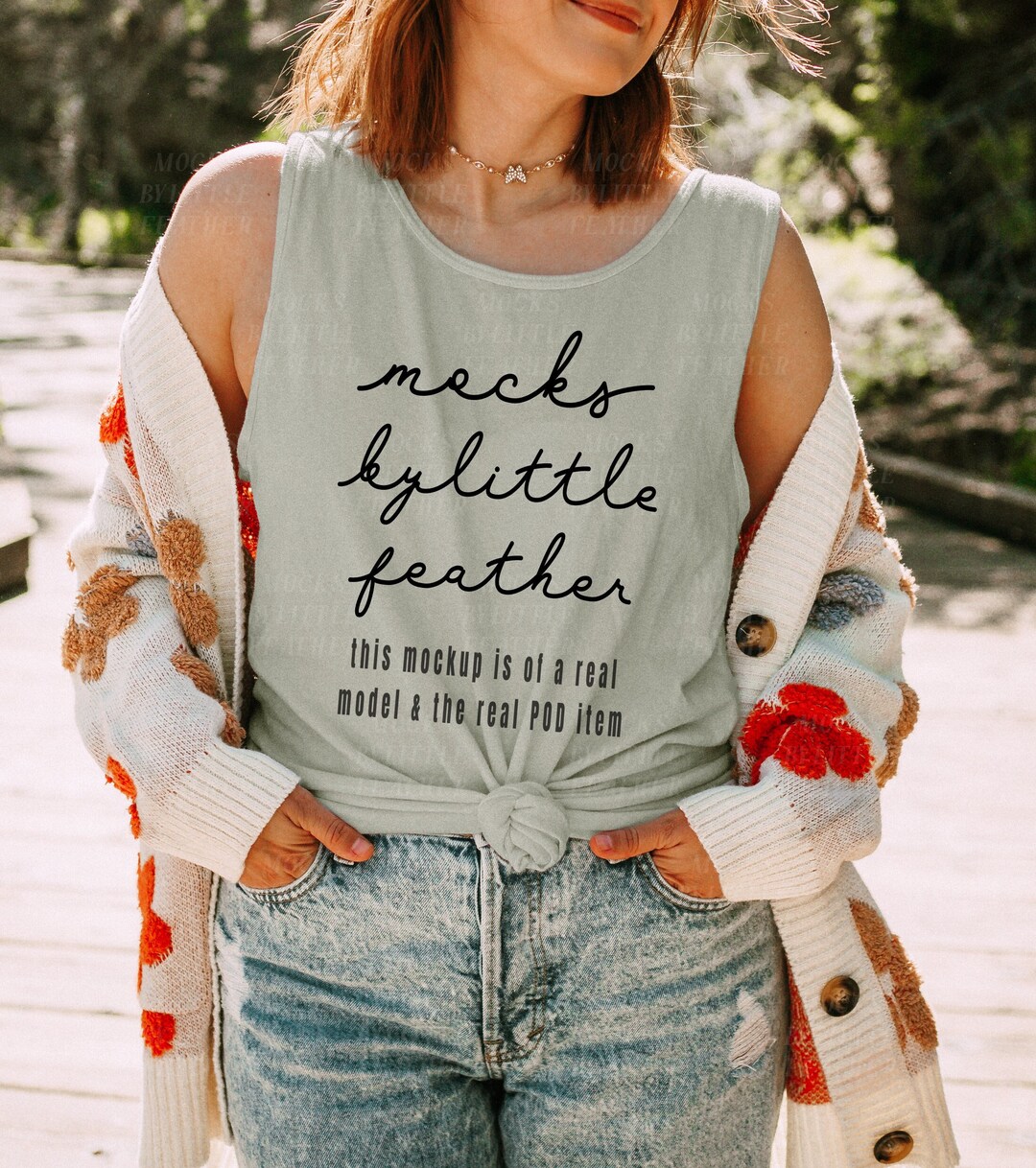 Comfort Colors 9360 Sandstone Mockup, Real Model, Trendy Woodsy Tank ...