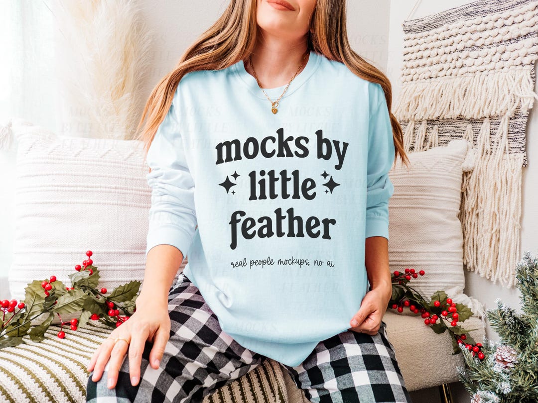 Chambray Comfort Colors 6014 Mockup | Christmas C6014 Long Sleeve Mock ...