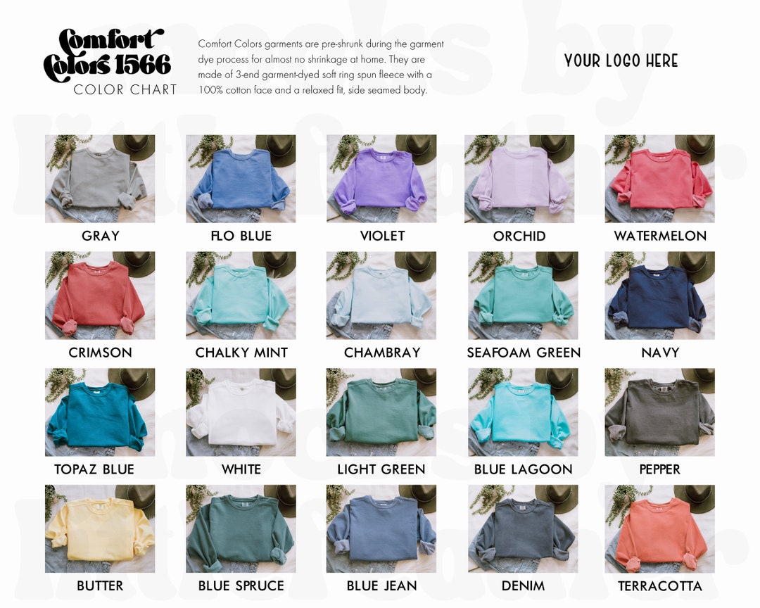 Comfort Colors 1566 Color Chart, Print on Demand and Sublimation Assets ...
